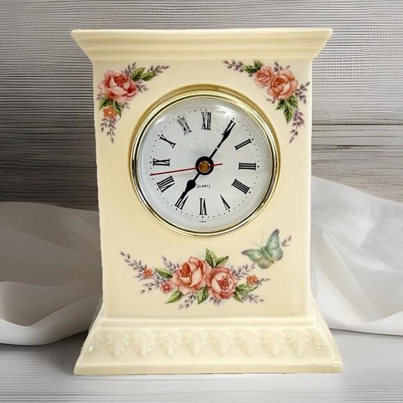 Other | Vintage Porcelain Clock Cottage Garden Taiwan 6tall | Poshmark